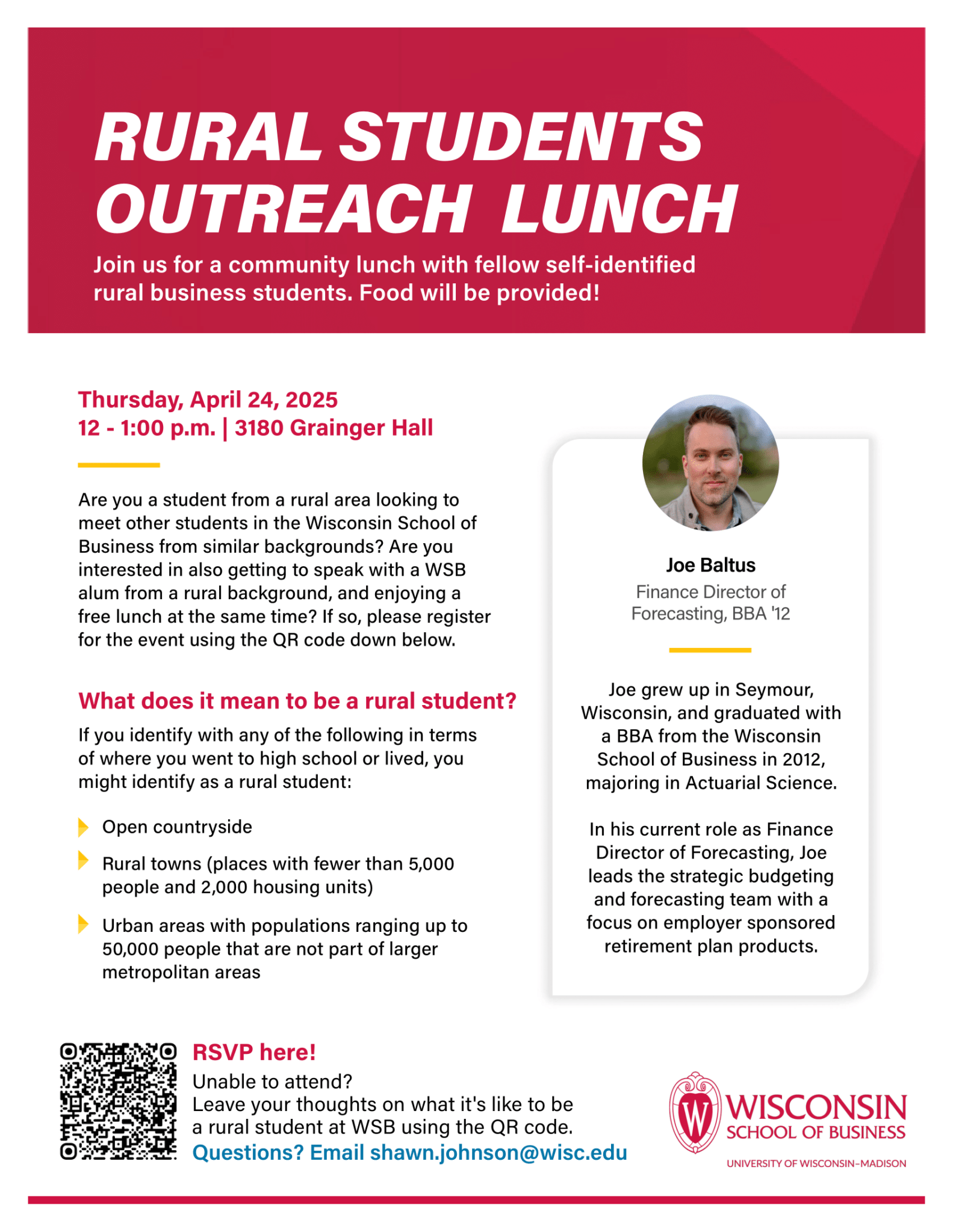 Rural Students Outreach Lunch | Wisconsin School of Business