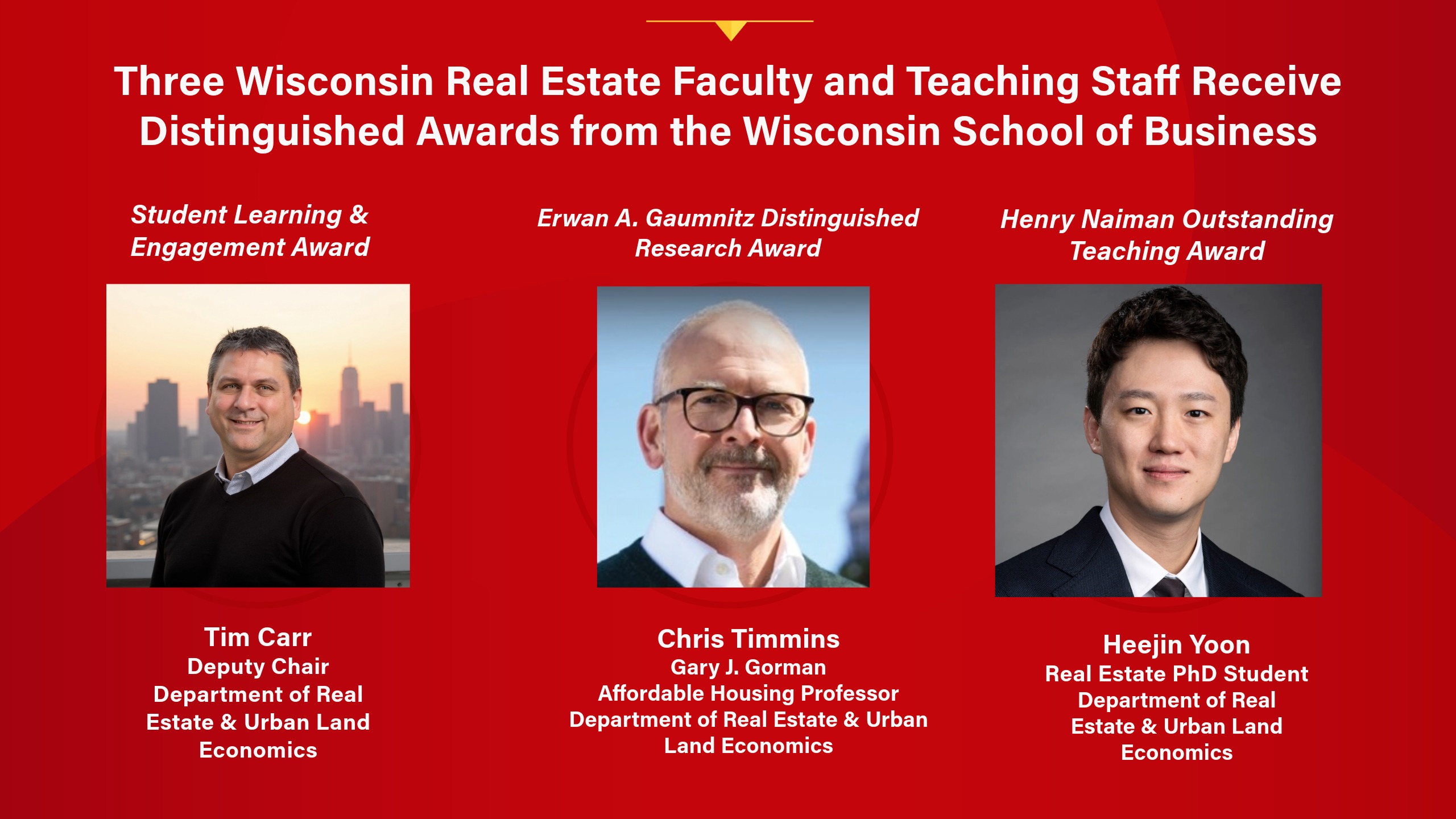 Three Real Estate Faculty and Teaching Staff Receive Distinguished ...
